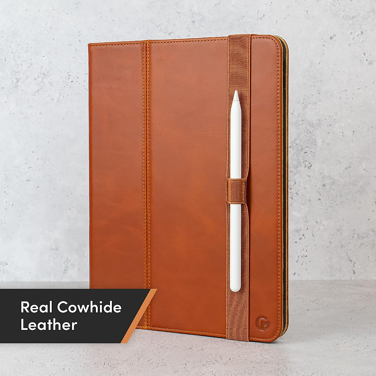 Casemade Real Leather Case Compatible with iPad Pro 11” 1st/2nd/3rd/4th Gen (2018/2020/2021/2022) - Full-Grain Leather Cover, Auto Sleep/Wake, Dual Stand Position (Tan)