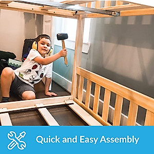 Max & Lily High Loft Bed, Twin Bed Frame For Kids With Bookcase, White