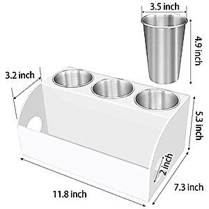 saqqob Hair Tools Organizer,Acrylic Blow Dryer Holder,Hair Dryer Holder For Countertop,Stand Storage and Vanity Bathroom with 3 Heatproof Steel Cups,White