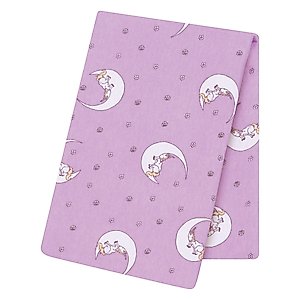 Trend Lab Unicorn Moon Jumbo Deluxe Flannel Swaddle Blanket - Unicorn Moon Scatter Print, Purple, Yellow and White, 48 in x 48 in