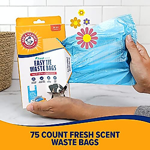 ARM & HAMMER 71041 Easy-Tie Waste Bags, Blue, 75 Count - Pack of 1