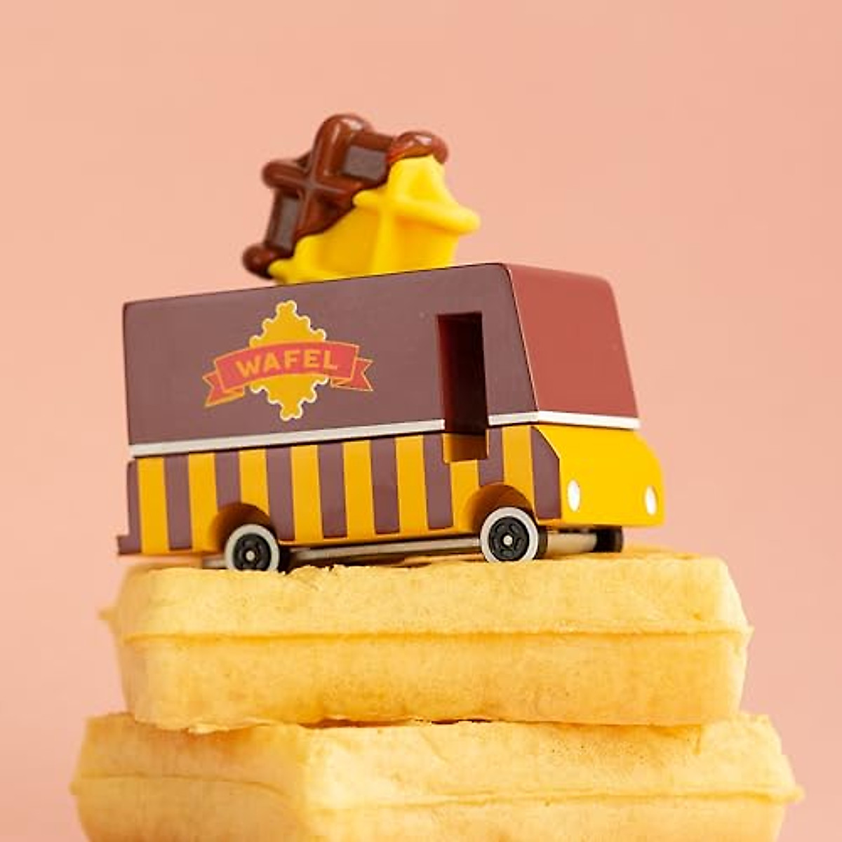 Candylab Toys CANDYCAR® Wooden Food Truck Collection - Waffle Van, Premium Handcrafted Beech Wood Toy Car