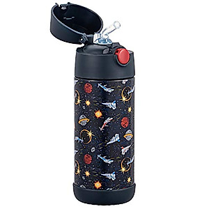 Snug Kids Water Bottle - insulated stainless steel thermos with straw (Girls/Boys) - Space Wars, 12oz