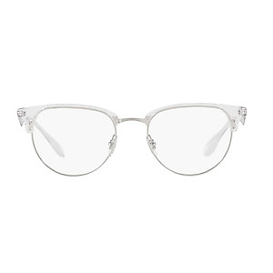 Ray-Ban RX6396 Round Prescription Eyeglass Frames, Silver White/Demo Lens, 51 mm