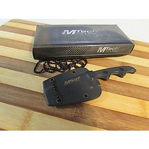 M-Tech 673 Neck Knife Black Stoashed Blade 5" G-10