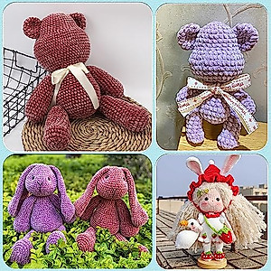 3 PCS 120g Soft Chenille Yarn Velvet Yarn for Crocheting,Fluffy Yarn for Knitting and Croche DIY Craft,Warm Yarn for Bag Hat Scarve Clothe Gloves Slippers Doll(Pink)