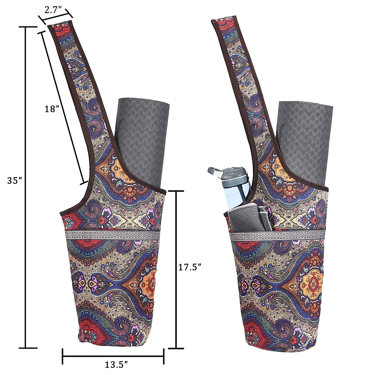 Ewedoos Yoga Mat Bag with Large Size and Zipper Pocket, Fit Most Mats (Ancient Totem)