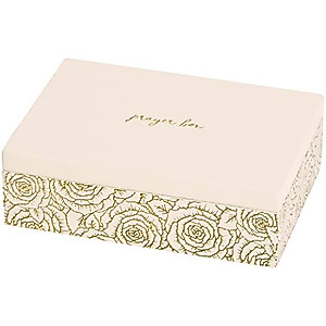 C.R. Gibson TBS1-20801 Small Wood Prayer Trinket Box White, 4x3 inch