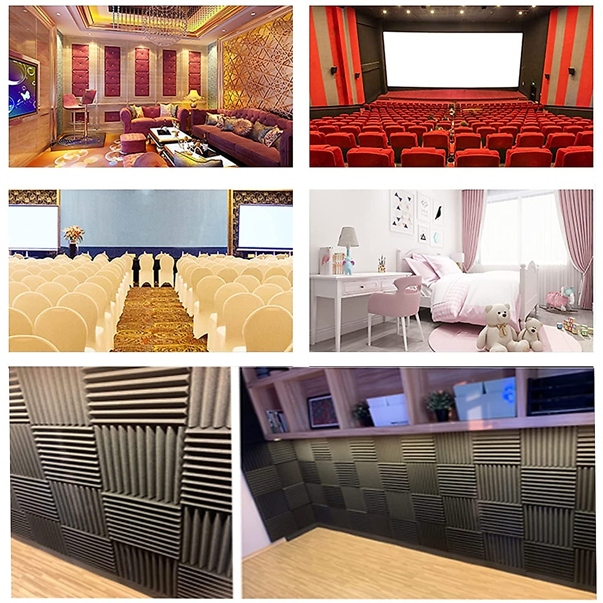 48 Pack Black Acoustic Foam Panels, 1" X 12" X 12" Acoustic Panels Soundproof Studio Foam for Walls Sound Absorbing Panels Sound Insulation Panels, Acoustic Foam Panels (48 PCS)