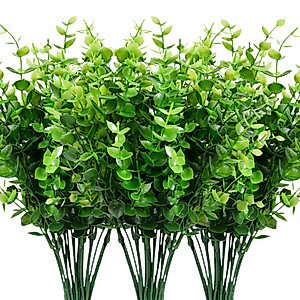 Leyaron 9 Bundles Fake Plants Artificial Boxwood Greenery 63 Stems Fade Resistant Faux Plastic Plants for Garden Farmhouse Porch Patio Window Box Wedding Office Home Indoor Outdoor Decor