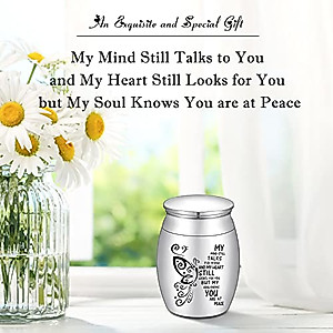 1.57 Inches Small Keepsake Urn for Human Ashes Butterfly Mini Urn Stainless Steel Ashes Holder Small Ash Urn