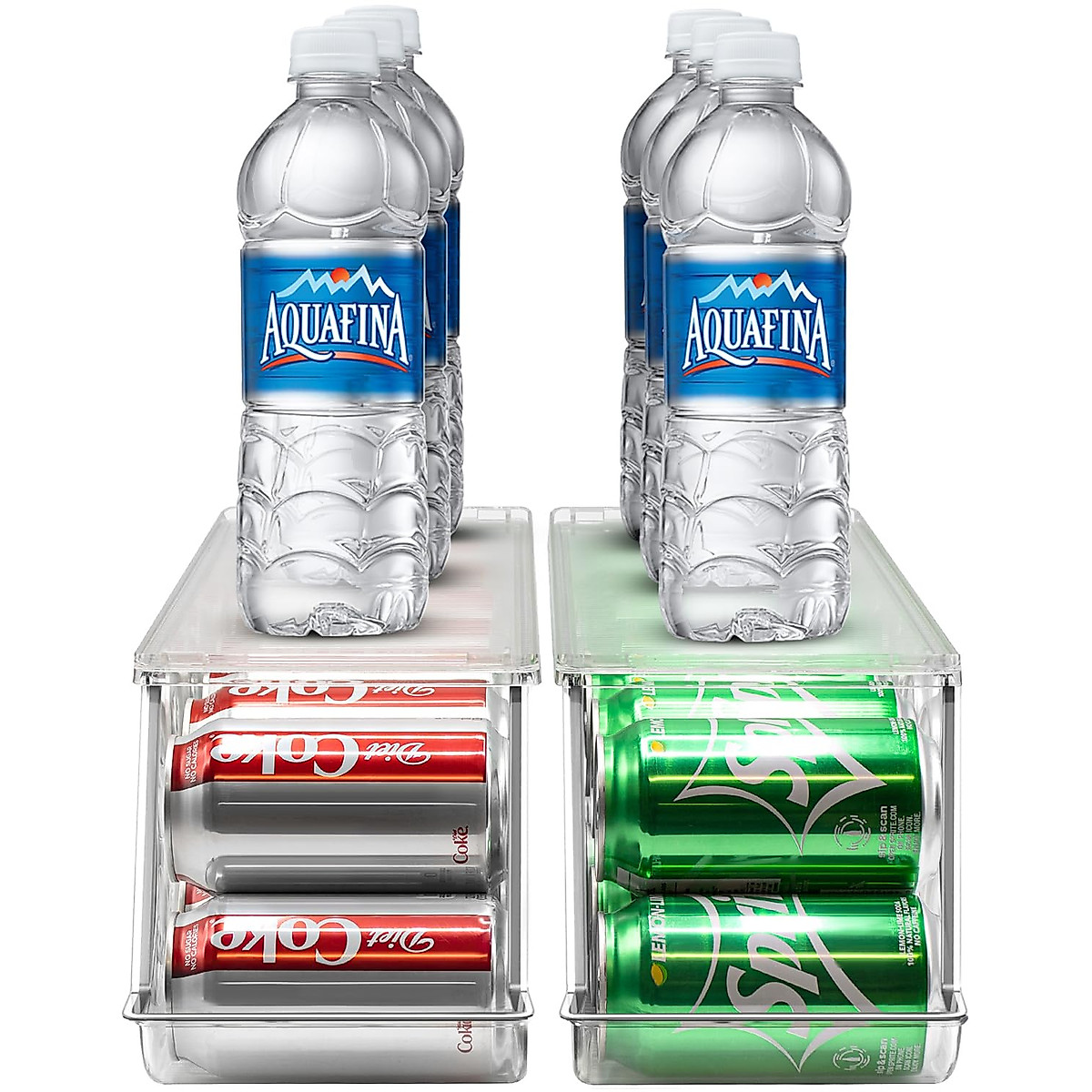 Sorbus Soda Can Organizer for Refrigerator Stackable Can Holder Dispenser with Lid for Fridge, Pantry, Freezer – Holds 12 Cans Each, BPA-Free, Clear Design,[Patent Pending] (2-Pack)
