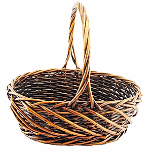TopherTrading TOPOT Set of 3 Dark Brown Weave Willow Basket with Handles