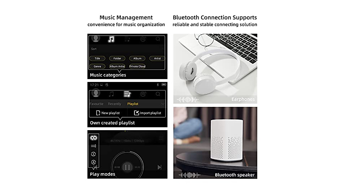 Innioasis S1 64GB MP3 Player with Bluetooth & FM Radio