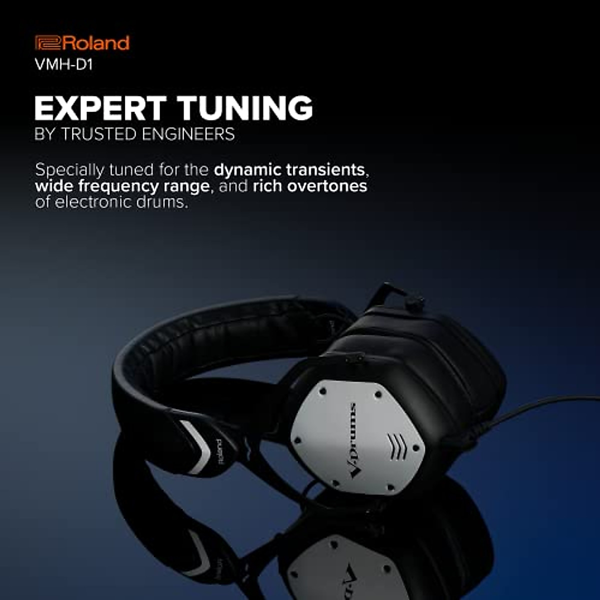 Roland VMH-D1 V-Drums Headphones | Designed by Roland & V-Moda for V-Drums & All Electronic Drum ...