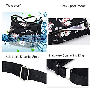 SYYHOME Crossbody Bags for Women Multi Pocket Shoulder Bag Waterproof Nylon Travel Purses and Handbags (Rose)