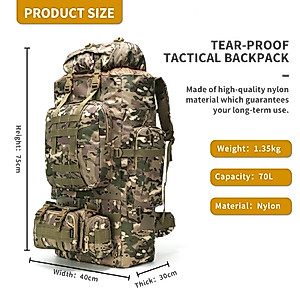 Tianya Outdoor Military Tactical Backpack Molle Assault Backpack Mountaineering Backpack Outdoor Sports Backpack