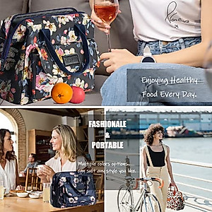 INSMEER Lunch Bags for Women, 16 Can(10L) Large Insulated Lunch Box Collapsible Leakproof, Adult Lunch Bags Women with Multi-Pocket Reusable Lunch Bag for Work, Office, School, Picnic (Rose)