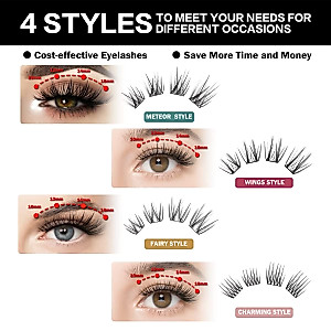 FLOMAZE Lash Clusters 100 Pcs DIY Eyelash Extension Wide Stem Lightweight Handmade Reusable Individual Lashes DIY at Home (Wings-100 pcs-Mixed)