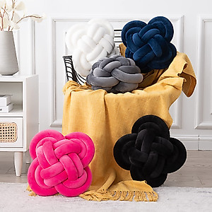 Xiashrk Knot Pillow, Decorative Throw Pillows with Soft Plush for Couch, 12" Knotted Pillows Black Dorm Room Decor Knot Pillow Ball Decorative Cushion for Bed Living Room