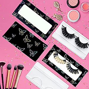 GuangZhou 60 Pieces False Eyelashes Box Empty Lash Packaging Storage Containers 30 Soft Paper Lash Boxes with 30 Tray Laser Butterfly Prints Lash Case Holder (Black)