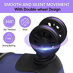 AnyZip Luggage PC ABS Hardside Lightweight Suitcase with 4 Universal Wheels TSA Lock Carry-On 20 Inch Dark Blue