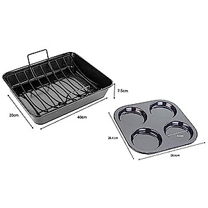 Tala Performance Extra Large Roaster with Rack and Free Large Yorkshire Pan, Professional Gauge Carbon Steel with Whitford Eclipse Non-Stick Coating, Cooking and Roasting, Black, 10A31389