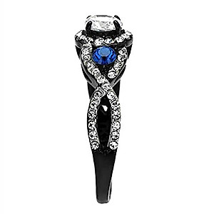 3.00 Ct Round Cut Blue Sapphire & Diamond Engagement Wedding Women's Ring 14k Black Gold Finish (9)