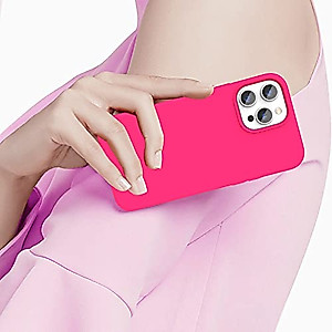 ARSUNOVO Compatible with iPhone 13 Pro Case 6.1 inch, [Shockproof][Anti-Scratch] Slim Liquid Silicone Case Protective Bumper Rubber Gel Cover for iPhone 13 Pro 6.1"(Hot Pink)