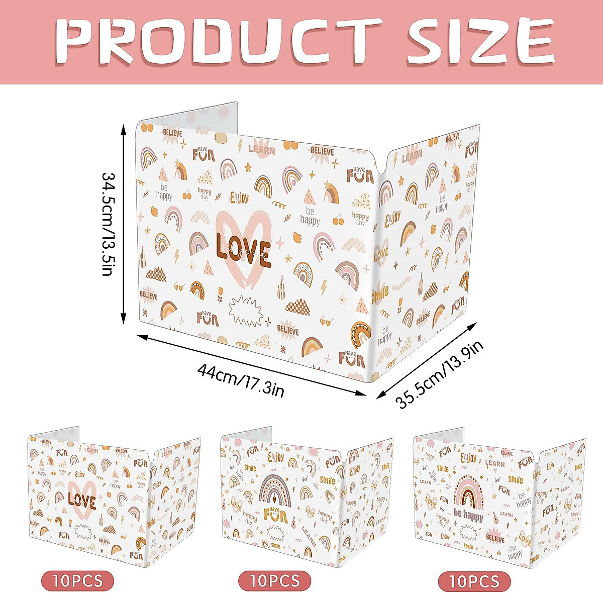 Perkoop 30pcs Plastic Privacy Desk Dividers for Students Rainbow Inspirational Boards Reduce Distractions Study Carrel Divider Folders Plastic Boards for Student Testing Classroom