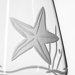 Rolf Glass Starfish Stemless Wine Tumbler 18 ounce - Stemless Wine Glasses - Lead-Free Glass - Etched Tumbler Glasses - Proudly Made in the USA (Set of 2)