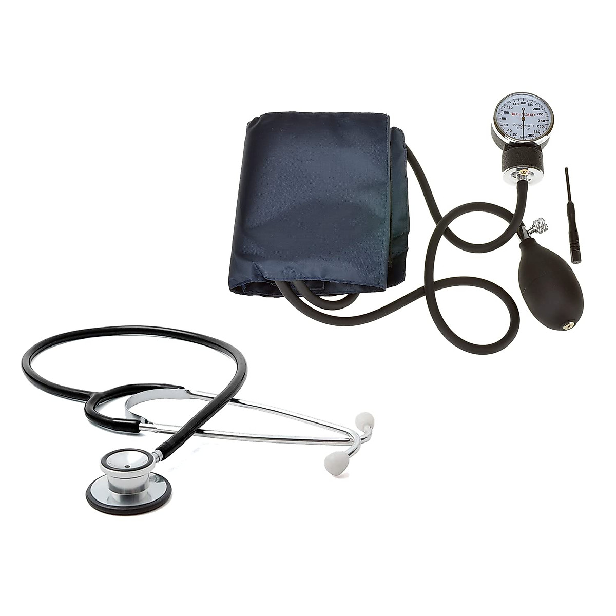 Dealmed Blood Pressure Monitor and Stethoscope Bundle | Includes (1) Arm Blood Pressure Monitor with Adult Cuff (Black) and (1) Dual-Head Stethoscope (Black)