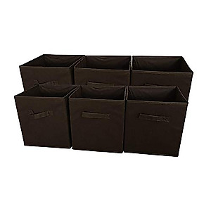 Sodynee® Foldable Cloth Storage Cube Basket Bins Organizer Containers Drawers, 6 Pack, CHOCOLATE