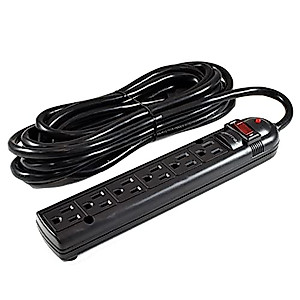 Weltron - 6 Outlet Surge Protector Power Strip 10 ft. Black (WSP-600PLF-10BK)