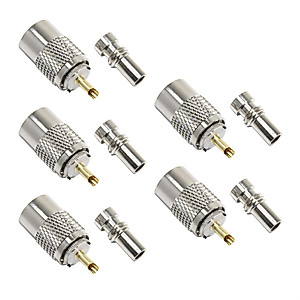 RFAdapter PL259 Coax Connectors, 5 Pack PL-259 UHF Male Solder Connectors with UG-175 Reducer Teflon Material for RG-58, RG-213, LMR195, RG142