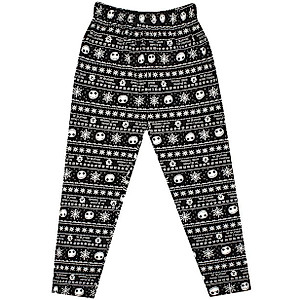 Disney The Nightmare Before Christmas Loungepants For Men | Adults Jack Skellington Pajama Trousers | Black PJ Bottoms