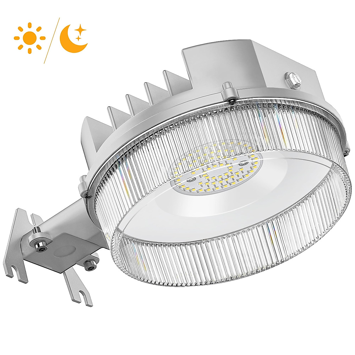 CINOTON Barn Light, Dusk to Dawn Outdoor Lighting with 42W 4950LM 5000K Daylight with Photocell, IP65 Waterproof Led Outdoor Flood Light for Outside Garden Patio Yard Street Area Lighting (Gray)