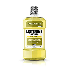 Listerine Original Oral Care Antiseptic Mouthwash with Germ-Killing Formula to Fight Bad Breath, Plaque and Gingivitis, 500 mL (Pack of 2)