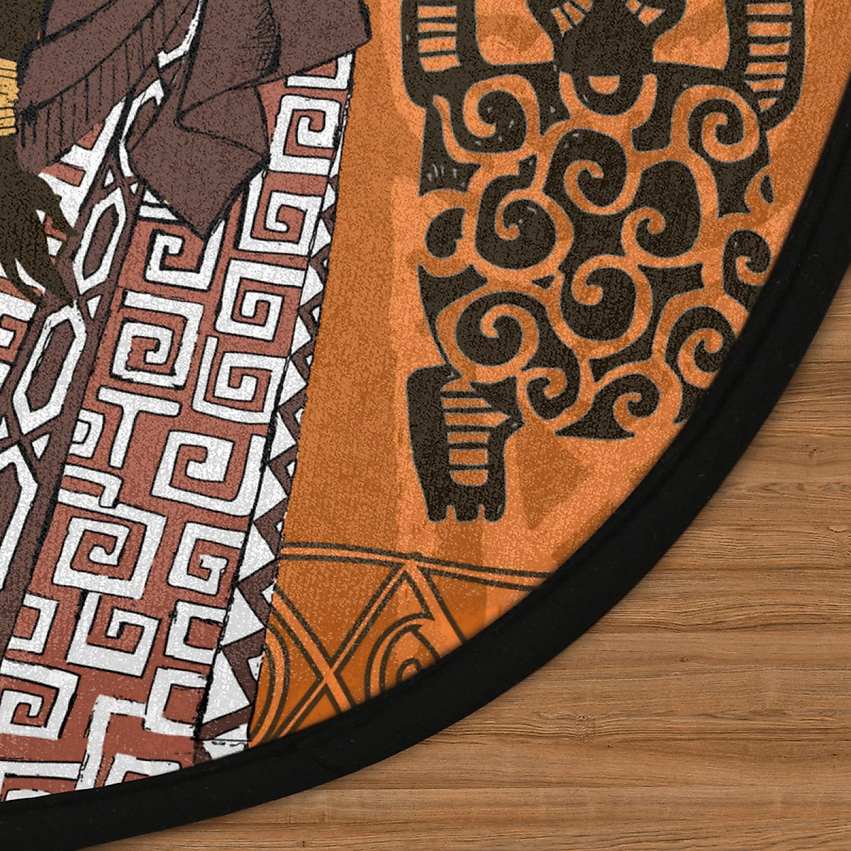 Round Area Rugs 3Ft Black Woman African Woman Modern Area Rug with Non Slip Backing Soft Carpet Kids Play Mat for Living Room Bedroom Patio Rugs, Washable