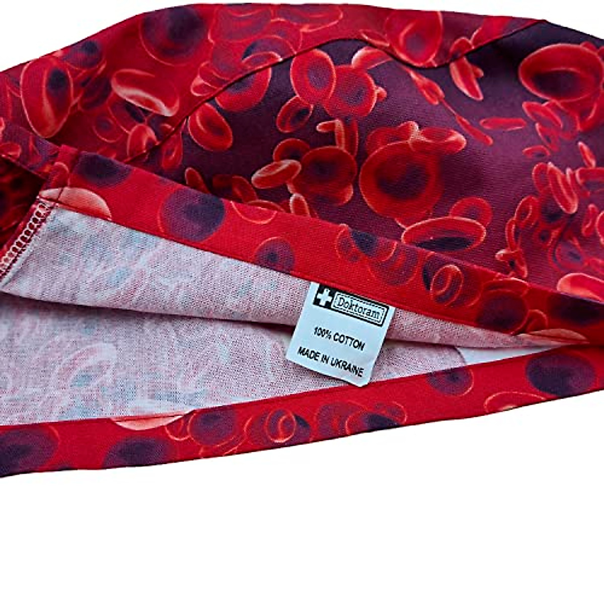 A Striking and Fashion-Forward Headwear with a Bold Skull Design and Red Platelet Accents