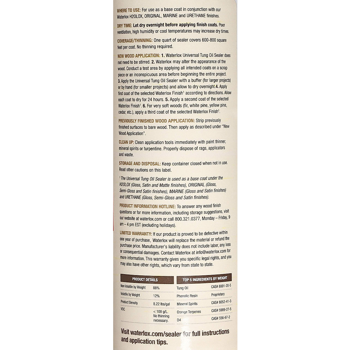 Waterlox Universal Tung Oil Sealer, 1 Pint