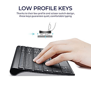 iClever USB C Wireless Keyboard, 2.4G Silent Ultra Slim Full Size Wireless Keyboard with Numeric Keypad for Mac, Windows, Computer, PC, Laptop, Desktop, Rechargeable Battery, Black