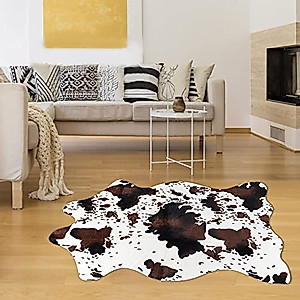 Cow Print Rug Faux Cowhide Rug Cute Area Rug Fun Western Room Decor for Bedroom Living Room Non-Slip (43 inches x 29 inches) (MC001 - CW01)