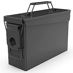 PATRON 30 Cal Ammo Can Metal 9mm Ammo Box storage crate case For Shotgun bullet Rifle Nerf Ammunition Waterproof case-gard organizer(Black)