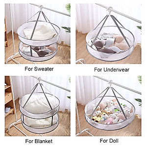 2-Tier Foldable Sweater Mesh Dryer, Potable Hanging Drying Rack Flat Clothes Drying Net Collapsible Laundry Hanging Mesh Rack