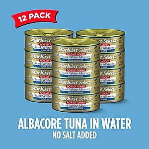 StarKist Selects No Salt Added Chunk White Albacore Tuna in Water - 4.5 oz Can (Pack of 12)