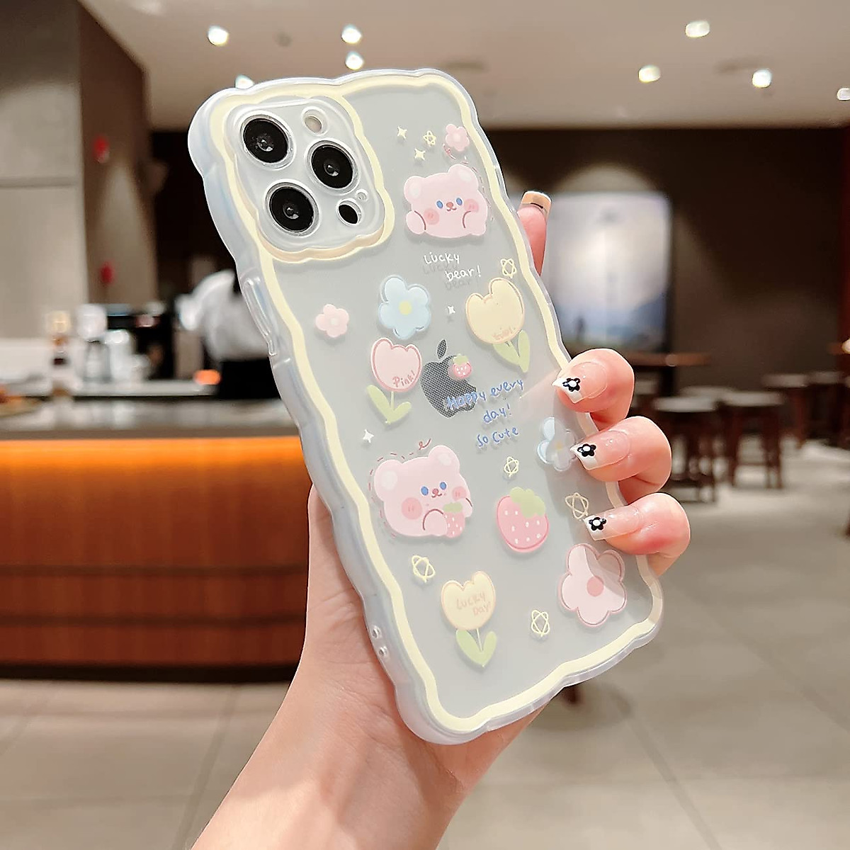 SZXYCZL Compatible with iPhone 13 Pro Max Case Cute Cartoon Floral Butterfly Design for Women Girls Aesthetic Kawaii Slim Soft TPU Transparent Cover for iPhone 13 Pro Max 6.7 inch £¨Yellow£©