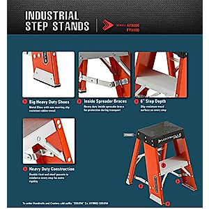 Louisville Ladder FY8002 2 ft. Fiberglass Step Stand with 300 lbs. Load Capacity Type IA Duty Rating, 2-Foot, Orange