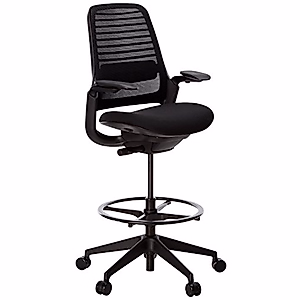 Steelcase Series 1 Stool Chair, Graphite Frame with 3D Microknit Fabric (Licorice)