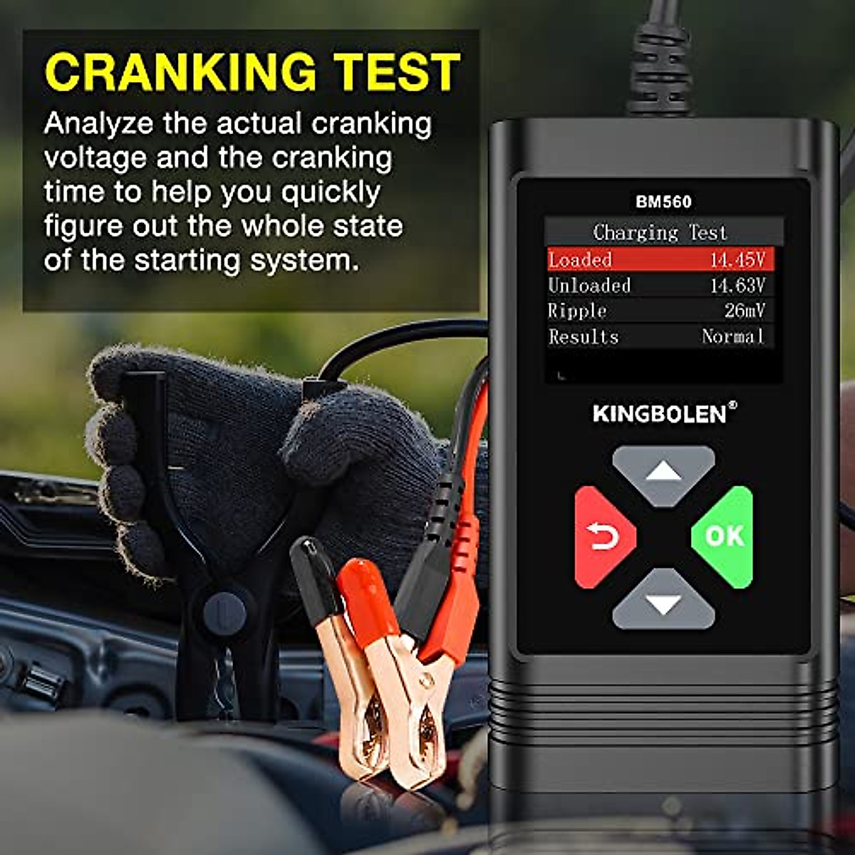 Car Battery Tester 6V 12V Battery Load Tester, BM560 100-2000 CCA Auto Battery Tester Automotive Alternator Digital Battery Analyzer Charging Cranking System Tester for Car Motorcycle ATV SUV Boat